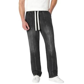 Generic Y2K - Jean baggy pour homme - Coupe ample - Vintage - Avec poches - Taille &eacute;lastique avec cordon de serrage - Jambes larges - Pantalon de travail, jog