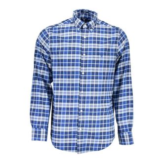 GANT Homme, Chemises, Bleu, Taille: S Chemise en Coton Bleu, Coupe Regular