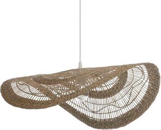 Lussiol Luminaire Costa, lustre bohème, naturel - lampe suspendue en rotin tressé naturel - cable plastique blanc, douille E27 - possibilité ampoule LED - 60W