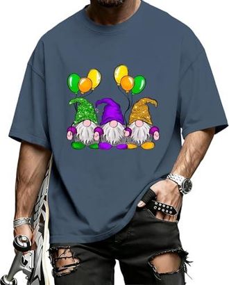 Generic T-shirt Mardi Gras pour homme - Nain de nain &agrave; col rond mignon T-shirt de carnaval tendance graphique T-shirt d&eacute;contract&eacute; &agrave; manches courtes pour vacan