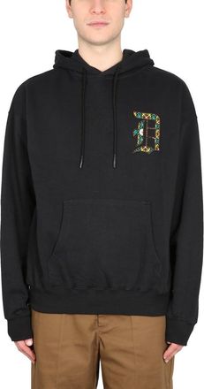 Dr&ocirc;le de Monsieur Logo-Embroidered Cotton Hoodie - Black