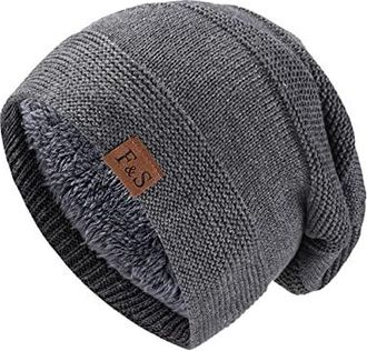 Generic Bonnet tricot&eacute; pour femme - Coupe-vent et froid - Avec protection doreille, gris, M