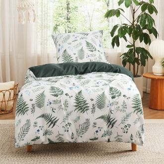 Bedsure Bettw&auml;sche 135x200 2teilig Bettbezug - Bettw&auml;sche-Sets 135 x 200 cm mit Kissenbezug 80x80 cm, &Ouml;KO-TEX Wendebettw&auml;sche Bedding Muster Gr&uuml;n Blumen Pflan