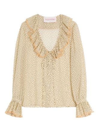 Valentino Garavani Georgette-Hemd mit Plusdepois-Print - Nude