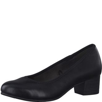 Jana Damen Pumps aus Lederimitat Kleiner Absatz Weite H Mehrweite, Schwarz (Black 1), 38 EU