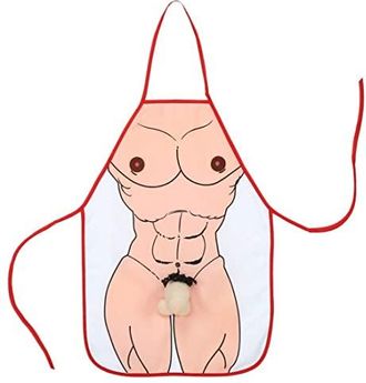 Out of the Blue Unisex Küchenschürze, Männerkörper mit Plüsch-penis Sch rze, Beige, XL EU