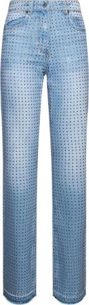 Silvian Heach Femme, Jeans, Bleu, Taille: W26 Pantalon Cinq Poches avec Motif D&eacute;coratif