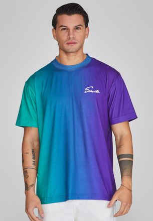 Siksilk Herren T-Shirt mit grün-lila Skript-Fade-Design M