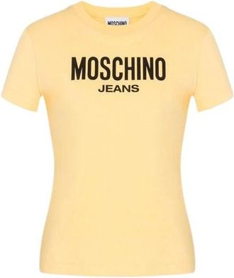 Moschino unisex, Tops, Jaune, Taille: XS T-shirt en jersey de coton imprim&eacute;