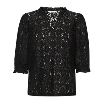 Cream Femme, Blouses et Chemises, Noir, Taille: 42 FR Chemisier en dentelle avec dentelle brod&eacute;e