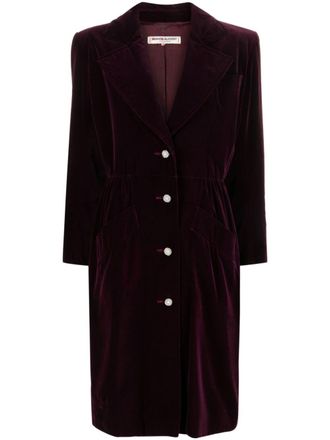 Saint Laurent manteau en velours à simple boutonnage - Violet