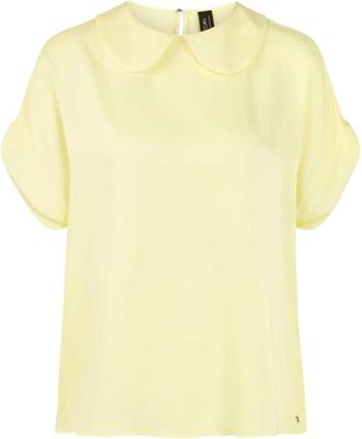 Marc Cain Femme, Blouses et Chemises, Jaune, Taille: 38 FR Chemisier Fluide &agrave; Manches Courtes