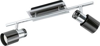 Eglo LED Deckenlampe Davida 1, 2 flammige Deckenleuchte, Deckenspot aus Metall in Chrom, Nickel-Nero, Wohnzimmerlampe, Spot inkl. GU10 Leuchtmittel, warmwe