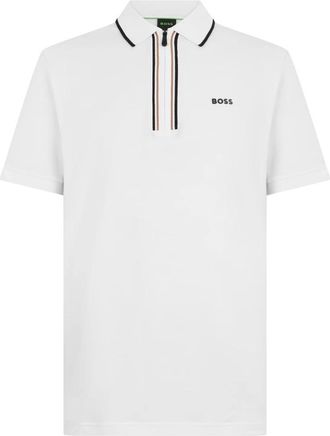 HUGO BOSS Homme, Tops, Blanc, Taille: 3XL Polo en coton stretch avec fermeture &eacute;clair
