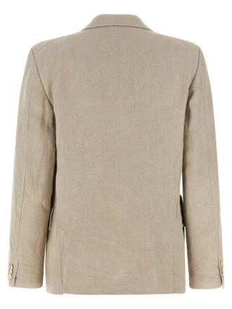 Comme Des Gar&ccedil;ons Double-Layer Lapel Linen Blazer - Beige