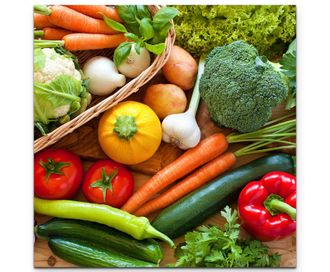 Paul Sinus Art Leinwandbilder | Bilder Leinwand 90x90cm verschiedenes buntes Gemüse