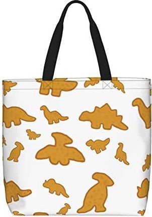 Generic Sac Fourre-Tout Poulet Dinosaure Mignon Sac Femme Plage Lavables R&eacute;utilisable Sacs En Toile Pour Femmes, Pour &Eacute;cole, Voyage, Filles, Burea