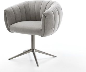 DELIFE Drehstuhl Jada-Flex Strukturstoff Soft Grau Fu&szlig;kreuz Graphit 360&deg; drehbar Wippfunktion Taschenfederkern, Esszimmerst&uuml;hle