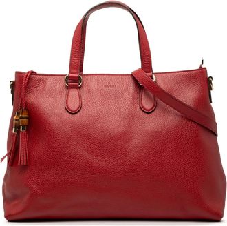 Gucci Hobo Bags - Leather Bamboo Tassel Satchel - Gr. unisize - in Rot - f&uuml;r Damen