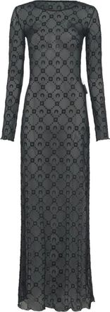 Marine Serre Femme, Robes, Noir, Taille: 40 FR Moonogram Mesh Flock Long Dress