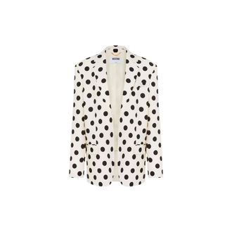 Moschino Femme, Vestes, Blanc, Taille: 36 FR Polka Dots Printed Wool Jacket
