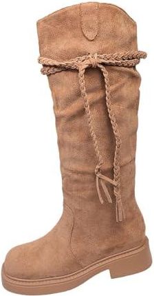 Generic Bottes hautes confortables pour femme - Style r&eacute;tro - Couleur unie - Talon &eacute;pais - Pour lautomne et lhiver, marron, 37.5 EU