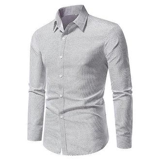 Generic Chemise de travail pour homme - Coupe droite - Chemise de costume avec bouton Down - Chemise de loisirs avec col rabattu - Chemise daffaires facile de