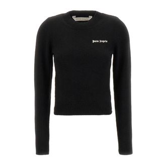 Palm Angels Klassischer Strickpullover mit Logo - - Knitwear - Damen - Schwarzk - L