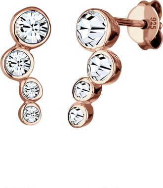 Elli Ohrringe Damen Basic Geo mit Kristalle in 925 Sterling Silber Rosé vergoldet