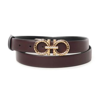 Ferragamo Brauner Kalbslederg&uuml;rtel mit Wendbarer Struktur - - Accessories - Damen - Braun - 100 CM