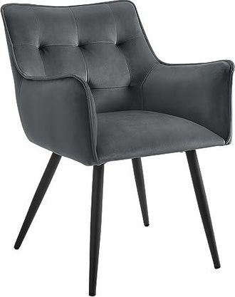 Woltu Chaise de Salle à Manger Scandinave, Chaise Rembourrée avec Dossier et Accoudoirs, Fauteuil avec Pieds en Métal, pour Salon, Chambre à Coucher, en Vel