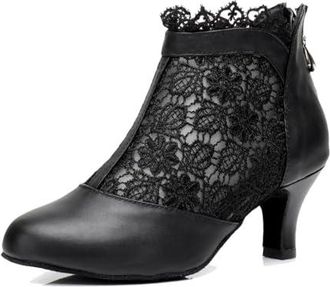 MGM-Joymod Chaussures de danse latine modernes pour femme - Avec fermeture éclair - En maille florale - Pour soirée, mariage, Yw0196 Noir A 6 cm, 42.5 EU