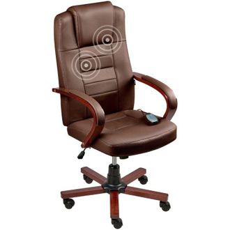 Beliani Massagestuhl DIAMOND mit Heizung Echtleder Dunkelbraun