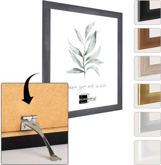 Bildershop-24 Bilderrahmen Valencia mit Aufsteller Anthrazit Stahl 21x29,7cm (DIN A4) Antireflex (entspiegelt)