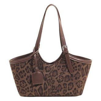 Generic Sac de voyage r&eacute;tro en daim synth&eacute;tique motif gu&eacute;pard d&eacute;contract&eacute; pour filles et femmes, cadeaux danniversaire, Vert, 400.00x160.00x140.00mm