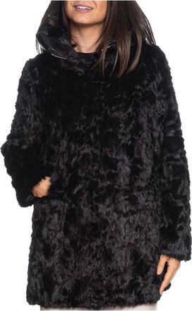 Yes-Zee YES Zee, Femme, Vestes, Noir, Taille: 36 FR Manteau en fausse fourrure