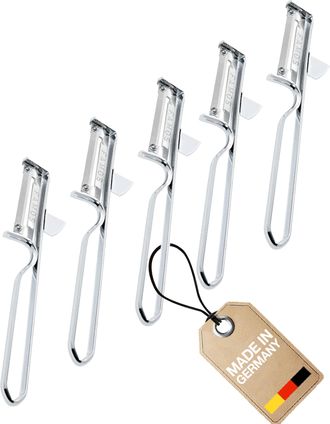 Westmark 5 Universal-Sparschäler/Pendelschäler mit geschärftem Ausstecher, Edelstahlklinge, Famos, Metall/Verchromt, 106122E3