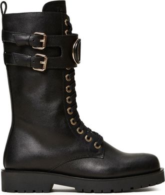 Twin-Set Oval T Bikerstiefel - Schwarz