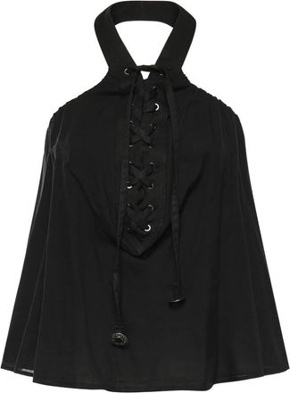 Pinko Pinko, Femme, Tops, Noir, Taille: 38 FR Caivano Top Voile e Gabardina