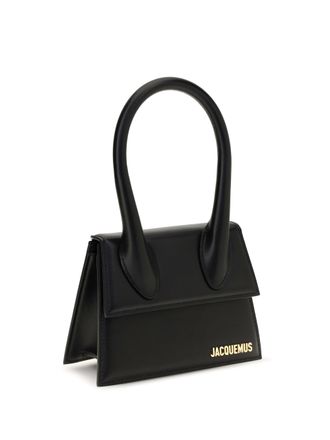 Jacquemus Womens Top-Handle Bag Black Calf Leather Bos Taurus Handbags Hand