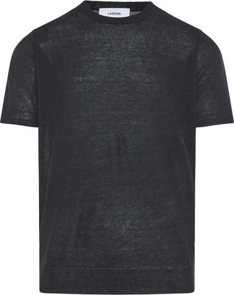 Lardini Homme, Tops, Noir, Taille: 2XL T-shirt en lin/coton tricot&eacute;