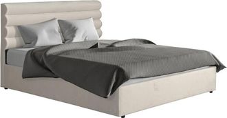 Habitat et Jardin Lit double en velours design Livigno - 160 x 200 cm - Beige
