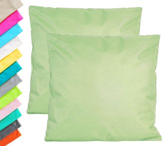 JACK 2er Set Outdoor Kissenh&uuml;lle Kissenbezug 45x45cm Wasserfest Sitzkissen Lounge Kissen Garten Stuhl Lotus Effekt, Farbe:Mint