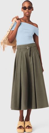 Maje Langer Baumwoll-plisseerock - Khaki - Maje