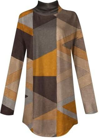 Generic Pull décontracté pour femme - Haut tendance à manches longues pour femme - Tunique à col roulé à manches longues - Vêtements dhiver décontractés pour 