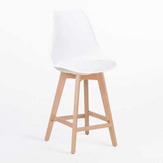 Sklum Sklum - Lot de 2 tabourets hauts 65 cm avec coussin en similicuir nordique Blanc