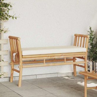 vidaXL Banc de jardin avec coussin Marron 110 x 38 x 65cm Bambou Vidaxl