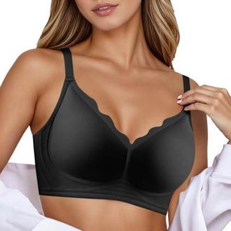 Generic Soutien Gorge Invisible Soutien Gorge sans Armature Brassiere Femme sans Armature De Classique Push Up L&eacute;g&egrave;rement Rembourr&eacute;e Bretelles Anti-Glisse Sof