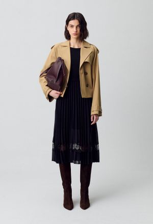 Claudie Pierlot Robe midi Twist bi-mati&egrave;re noire