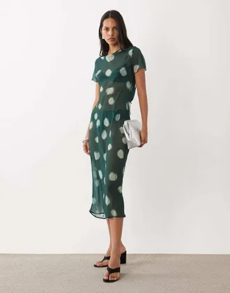 Asos Maxikleid mit Wasserfallausschnitt hinten aus Chiffon-Multi